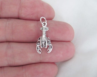 Movable Sterling Silver Lobster Charm Seafood Crustacean 3D Solid .925 ...