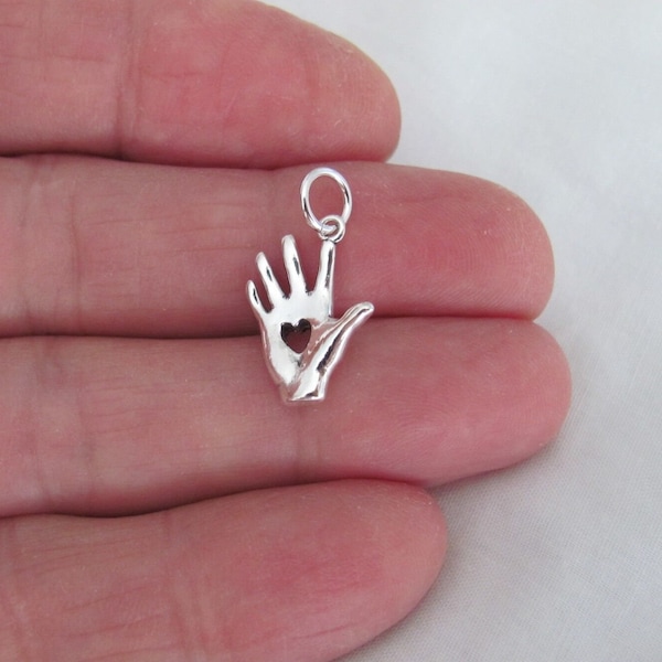 Silver Hand Charm - Etsy