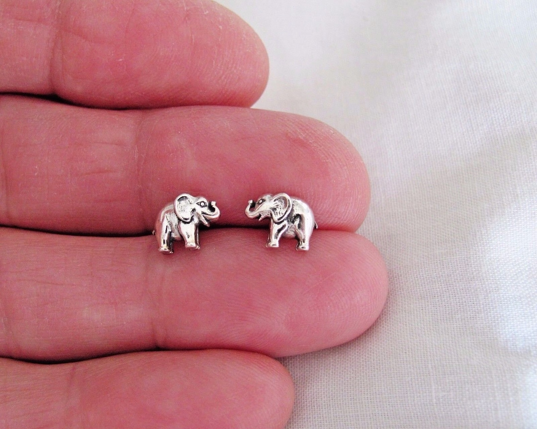 Sterling Silver 6.5mm Elephant With Hypo-allergenic Post Stud Earrings ...