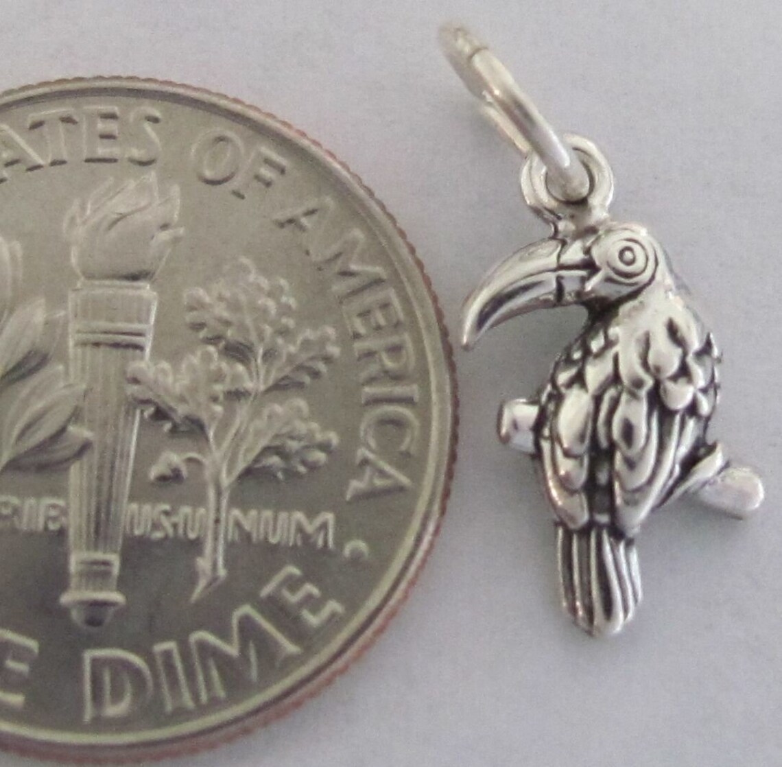 Very Small Solid Sterling Silver Toucan Bird Mini Tiny Charm (brand New ...