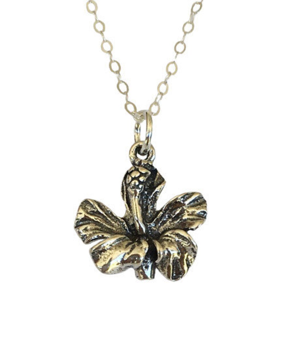 Hibiscus Flower Sterling Silver Charm/pendant With or Without Necklace ...