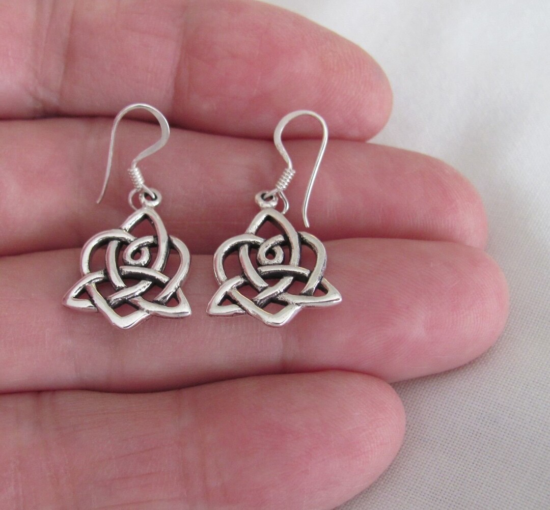 Solid Sterling Silver 20mm Celtic Trinity Heart Hook Earrings 9731 ...