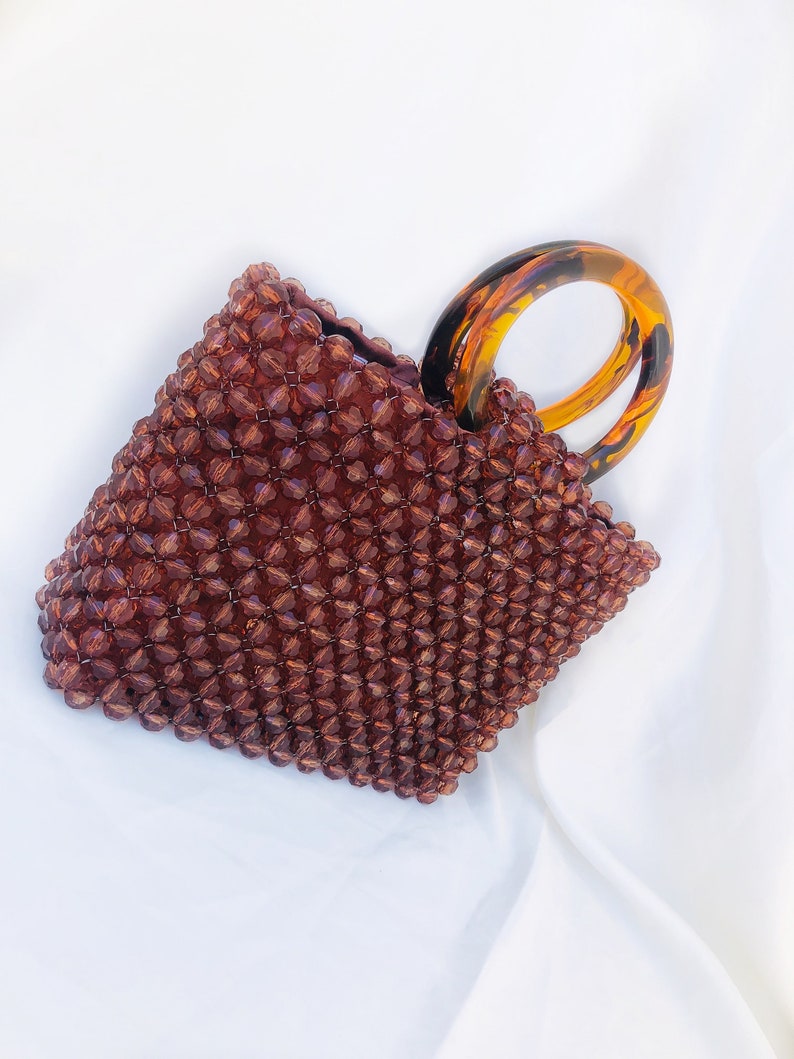 Brown Bead Bag Handmade bead bag Bead Bag Women bag Gift | Etsy