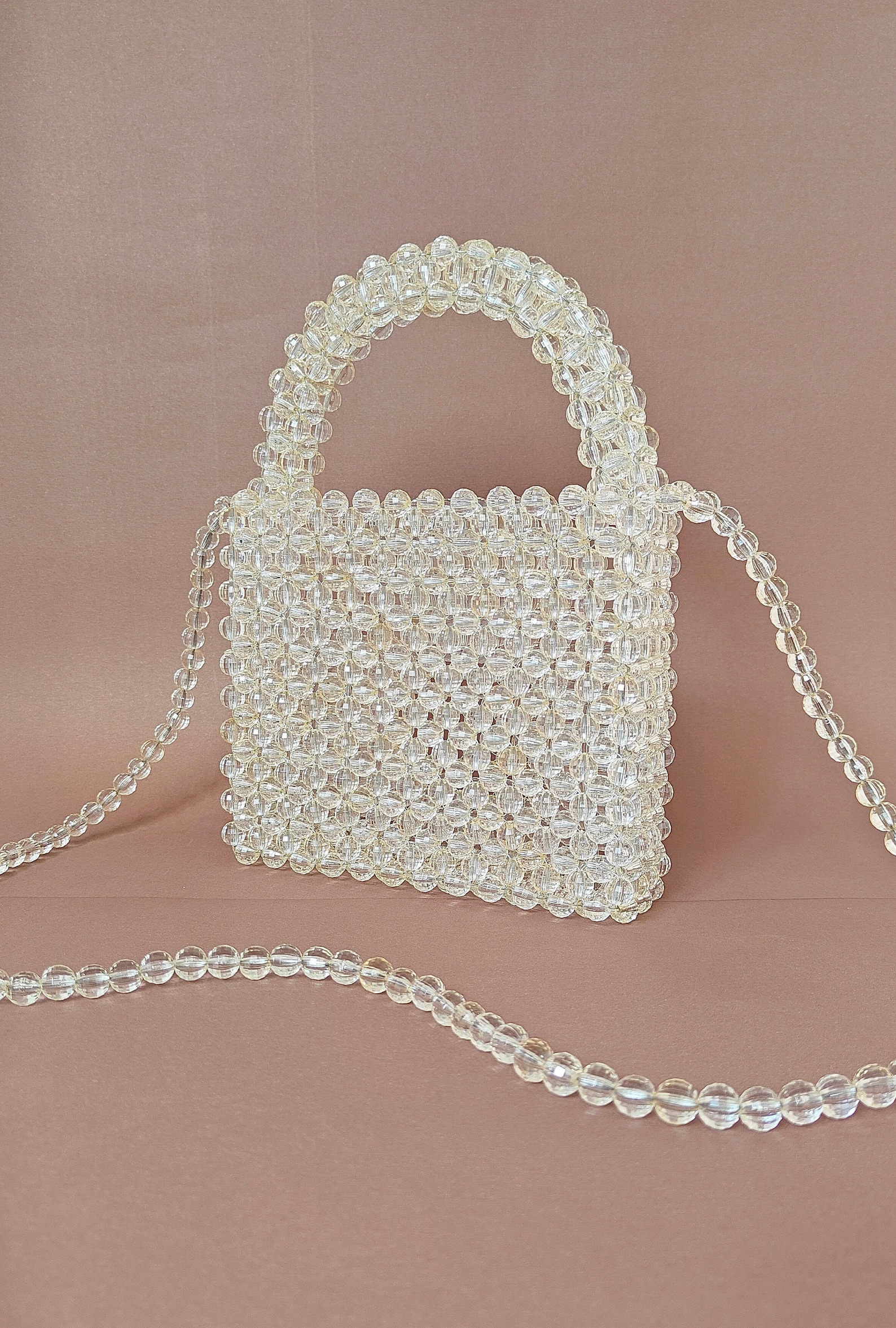 Crystal Bead Bag, Bead Shoulder Bag, Women Bead Bag, Bead Bag, Pink ...