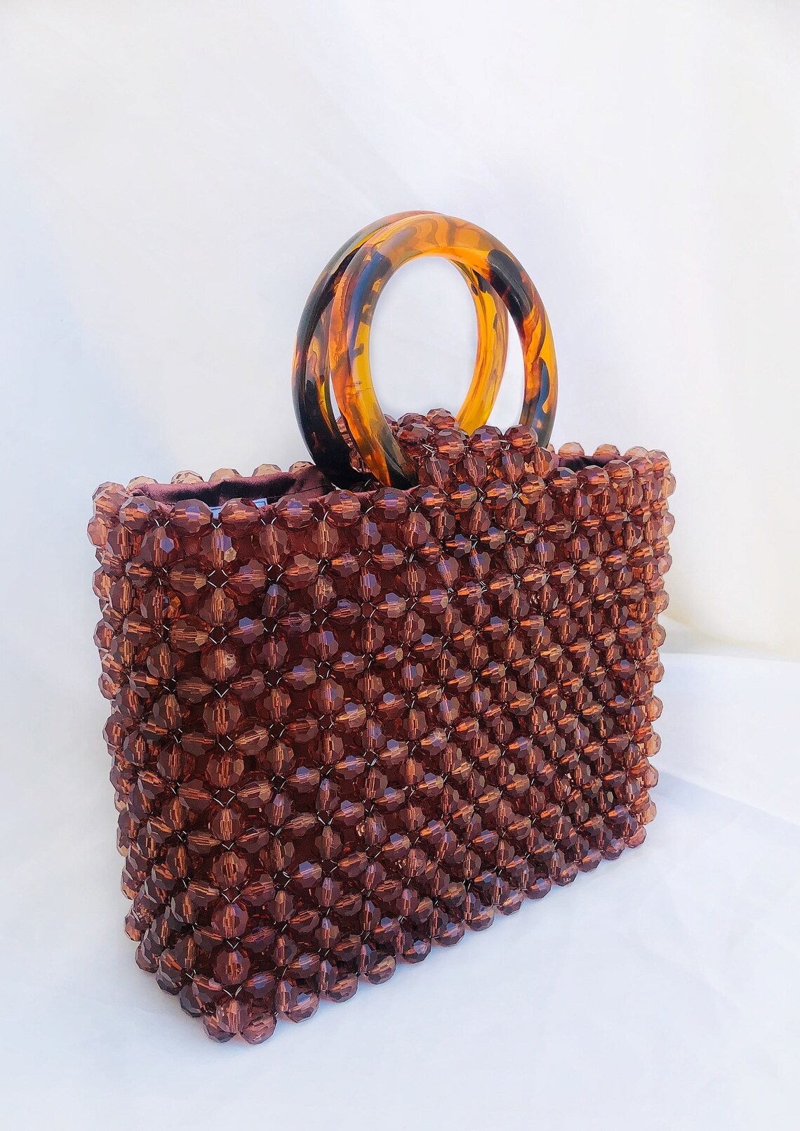 Brown Bead Bag Handmade bead bag Bead Bag Women bag Gift | Etsy