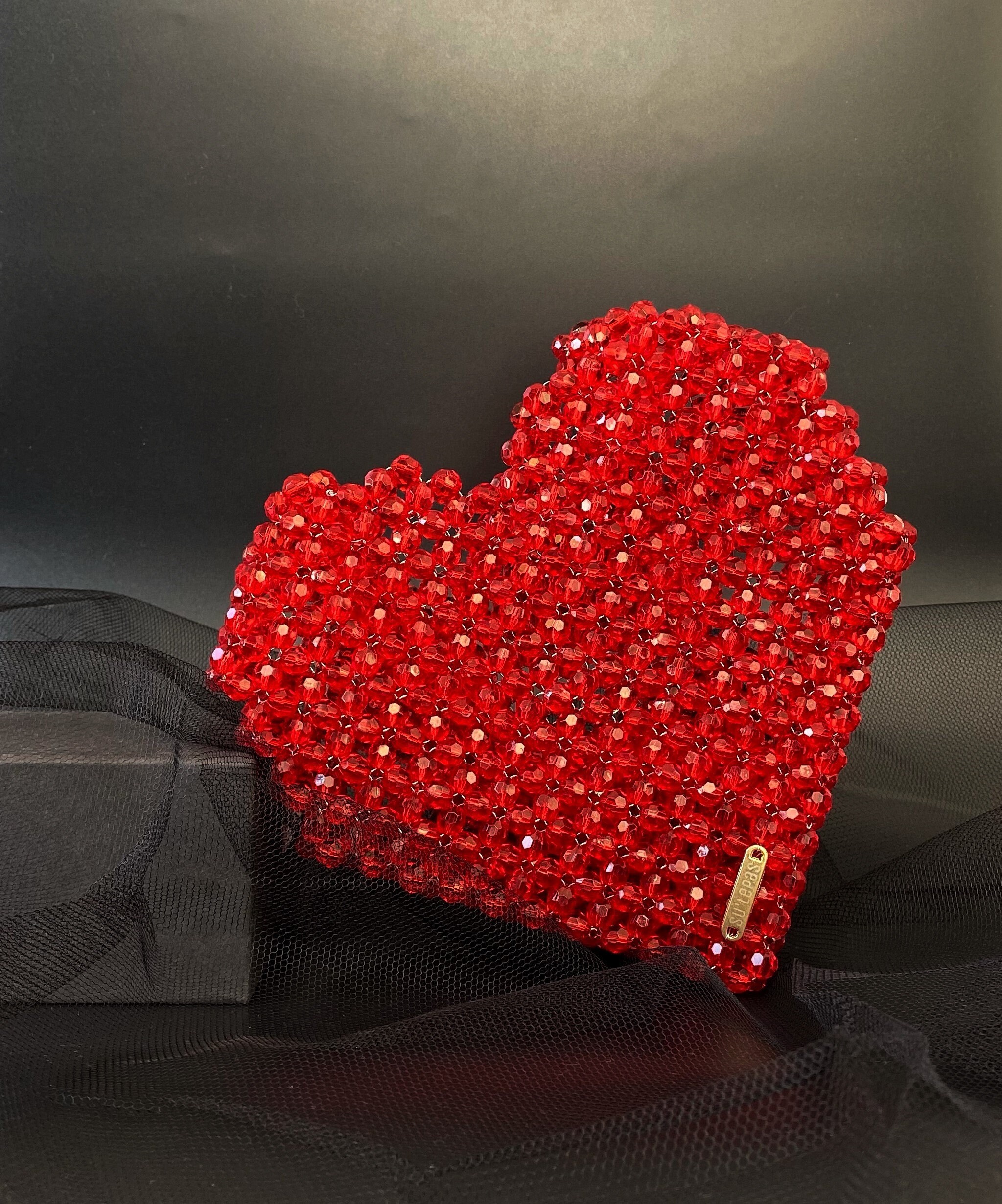 Red Heart Beaded Bag Heart Shape Women Shoulder Bag Handmade - Etsy