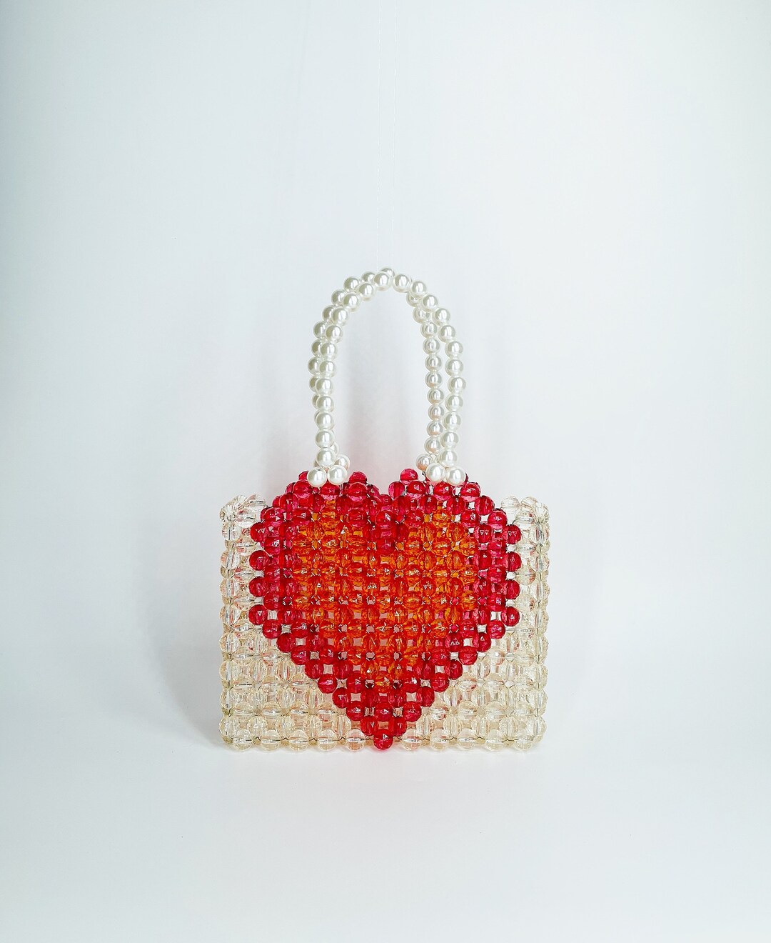 Heart Beads Bag, Crystal Bead Bag, Bead Shoulder Bag, Women Bead Bag ...