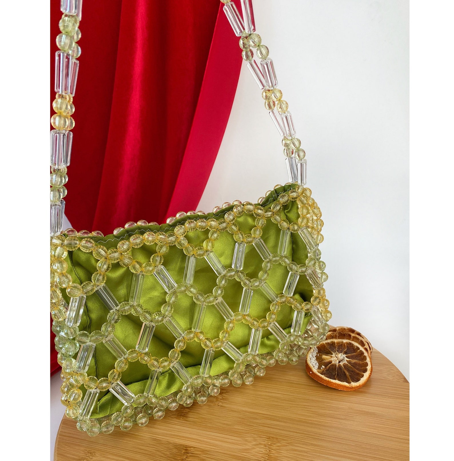 Green Bead Shoulder Bag Women's Shoulder Bag Handmade - Etsy