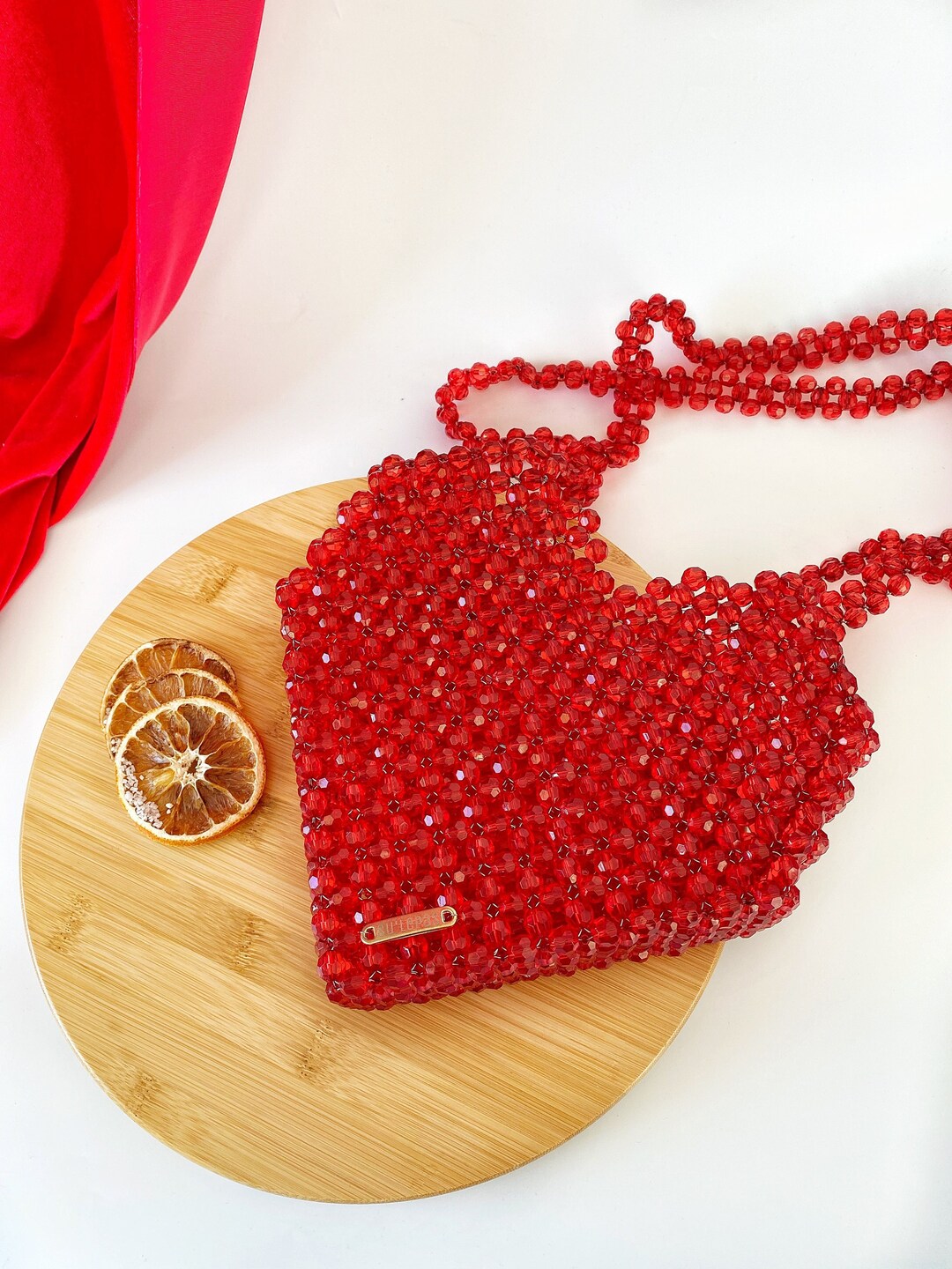 Red Heart Beaded Bag Heart Shape Women Shoulder Bag Handmade - Etsy