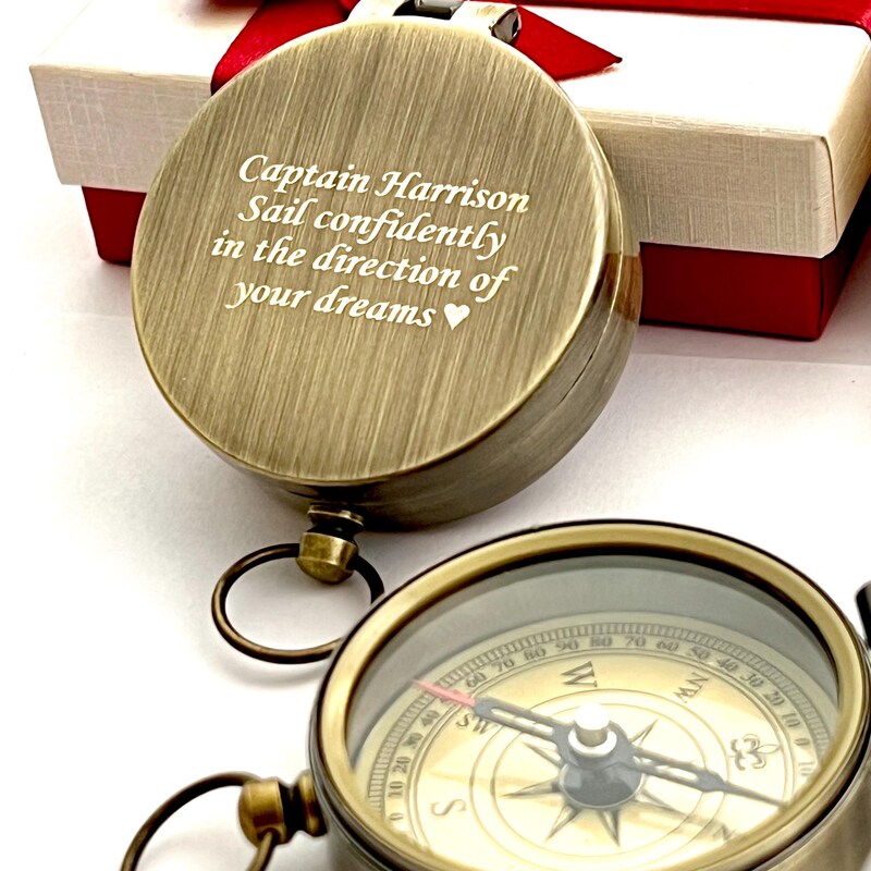 Engraved Compass Keychain - Etsy