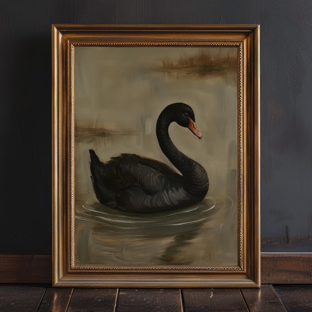 Vintage Black Swan Print, Dark Academia Decor, Dark Moody Wall Art ...