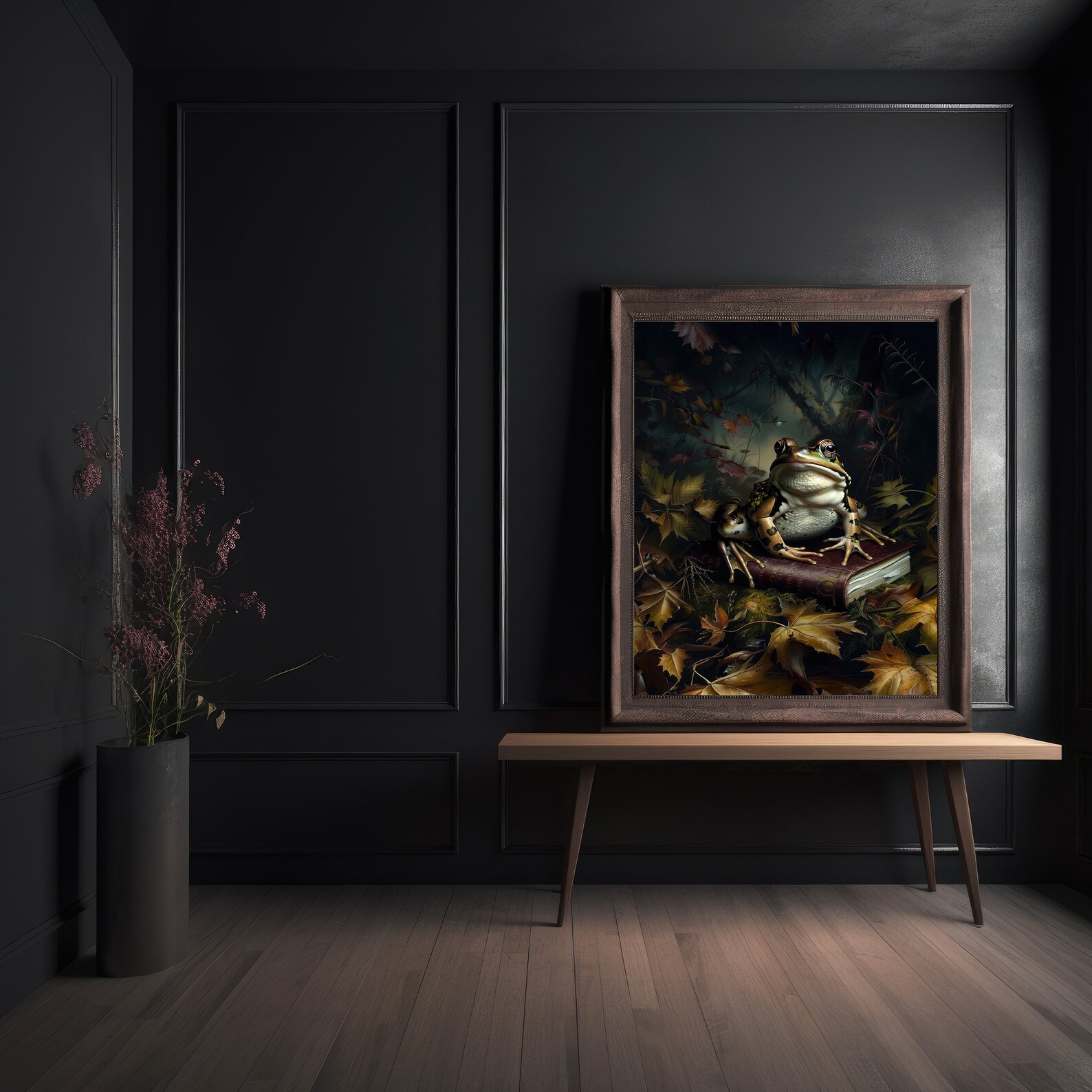 Dark Botanical Forest Frog Print, Dark Cottagecore Decor, Moody ...