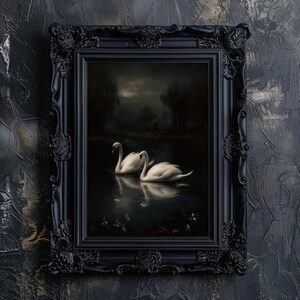 Dark Moody Swans Print | Dark Academia Prints | Gothic Gifts | Moody ...