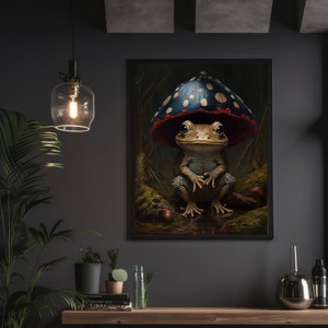 Dark Frog Mushroom Print | Dark Cottagecore Decor | Goth Gift | Wall ...