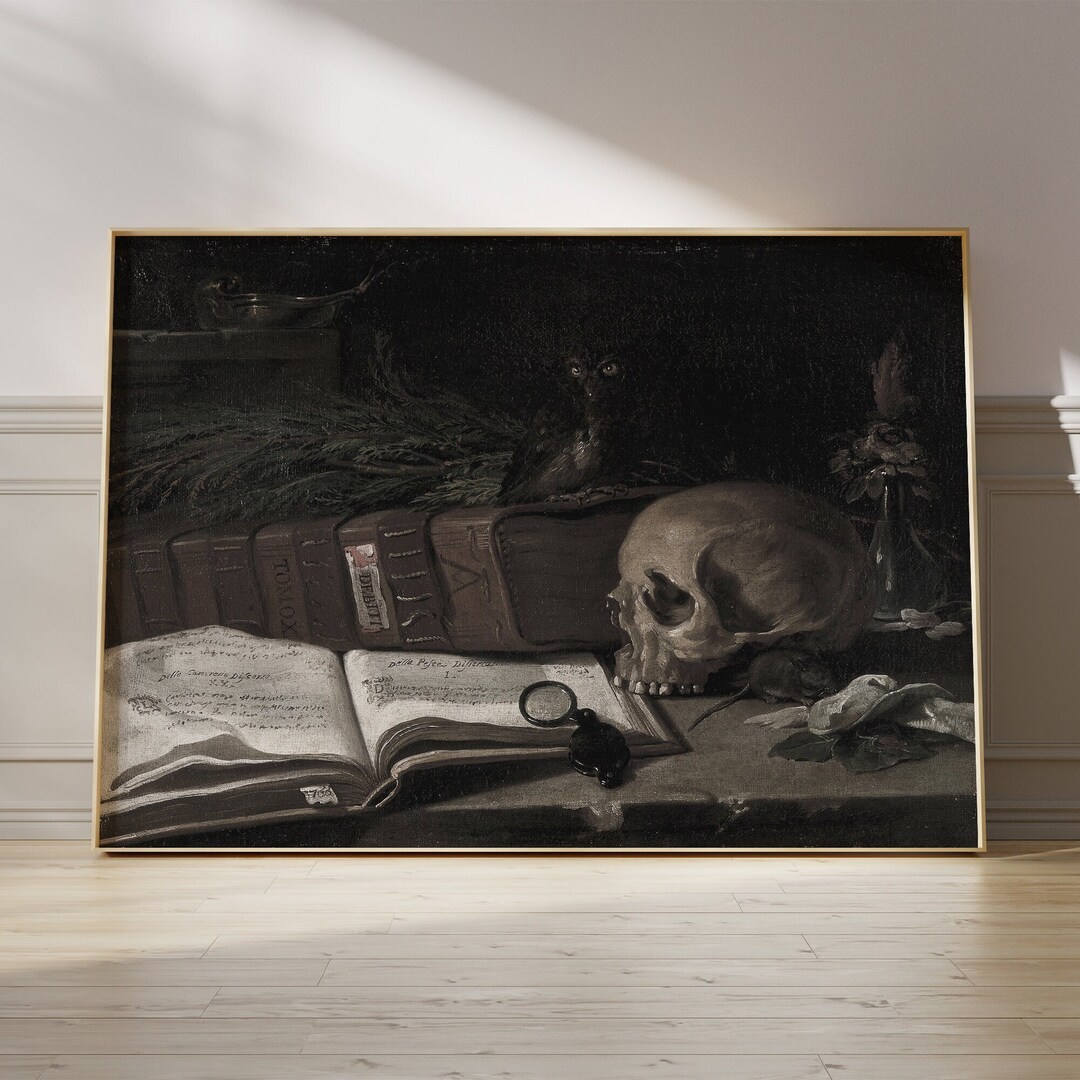 Dark Academia Art Print Goth Wall Art Witchy Old Skull Etsy