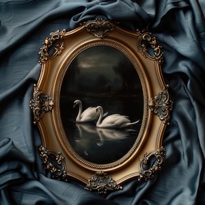 Dark Moody Swans Print | Dark Academia Prints | Gothic Gifts | Moody ...