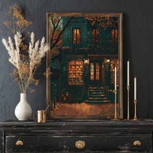 Dark Moody Bookstore Print, Dark Academia Decor, Librariancore Wall Art ...