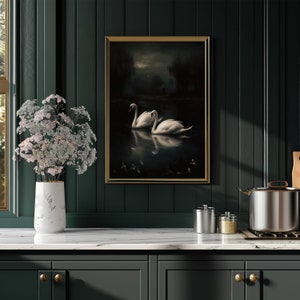 Dark Moody Swans Print Dark Academia Prints Gothic Gifts Moody Wall Art ...