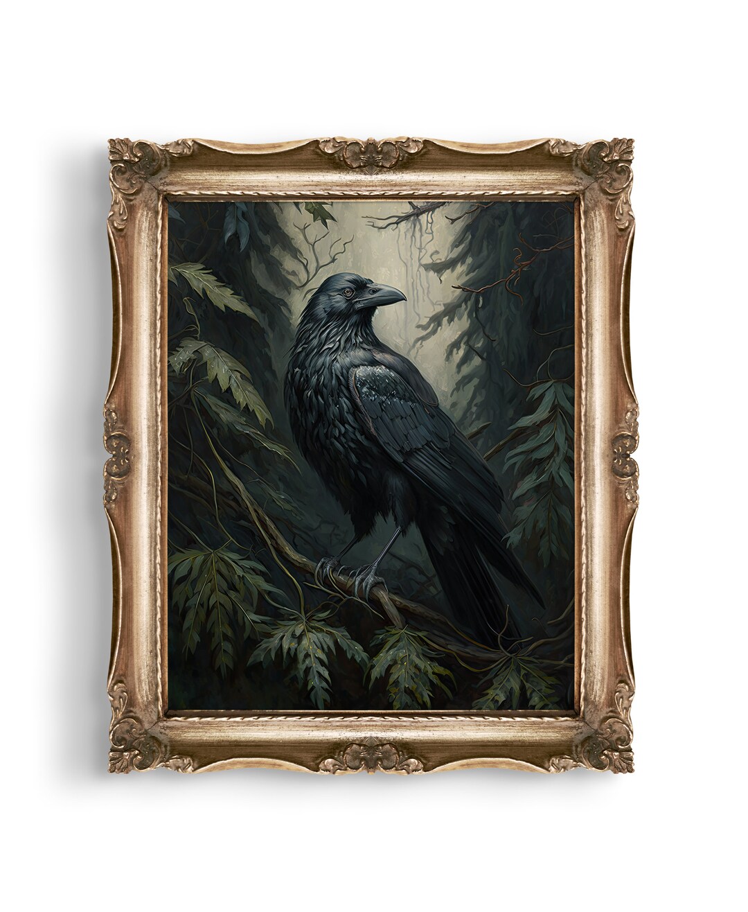 Dark Raven Print Moody Goblincore Home Decor Dark Cottagecore Print ...