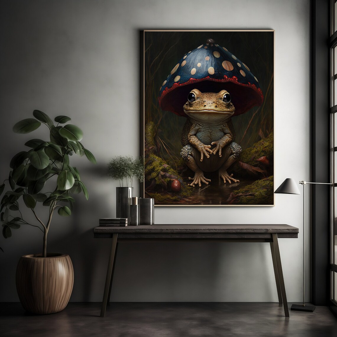 Dark Frog Mushroom Print | Dark Cottagecore Decor | Goth Gift | Wall ...