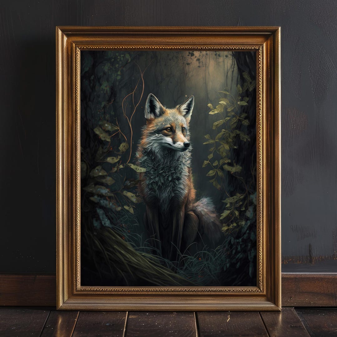 Dark Moody Nature Wall Art, Forest Fox Art Print, Dark Academia Decor, Moody Nature Wall Art ...