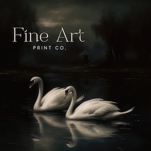 Dark Moody Swans Print | Dark Academia Prints | Gothic Gifts | Moody ...