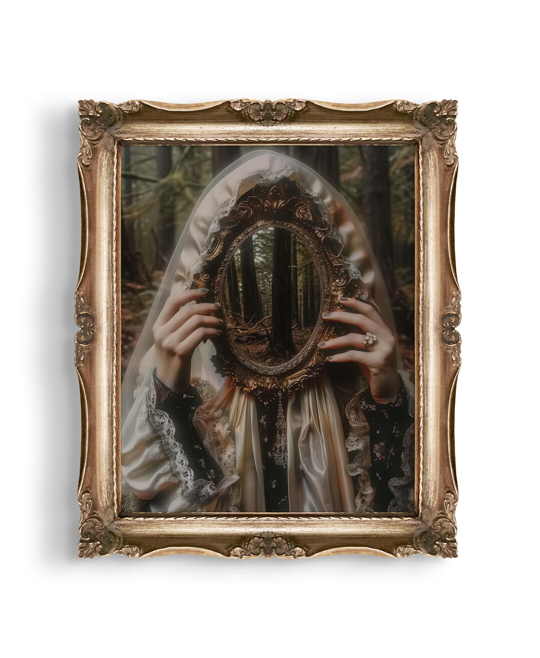 Mirrored Victorian Woman Gothic Print, Dark Moody Wall Art Poster, Dark ...