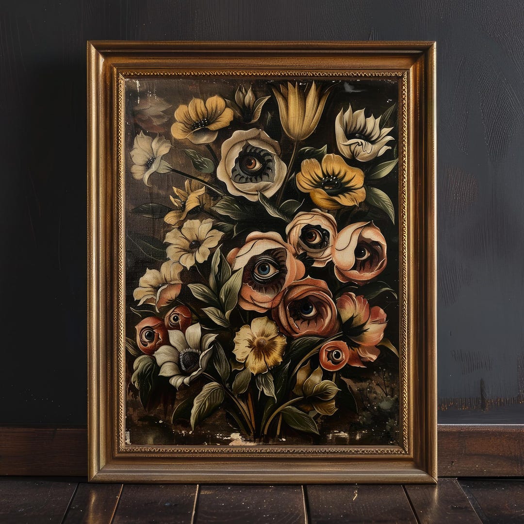 Moody Botanical Goth Art Print, Dark Academia Decor, Gothic Maximalist ...
