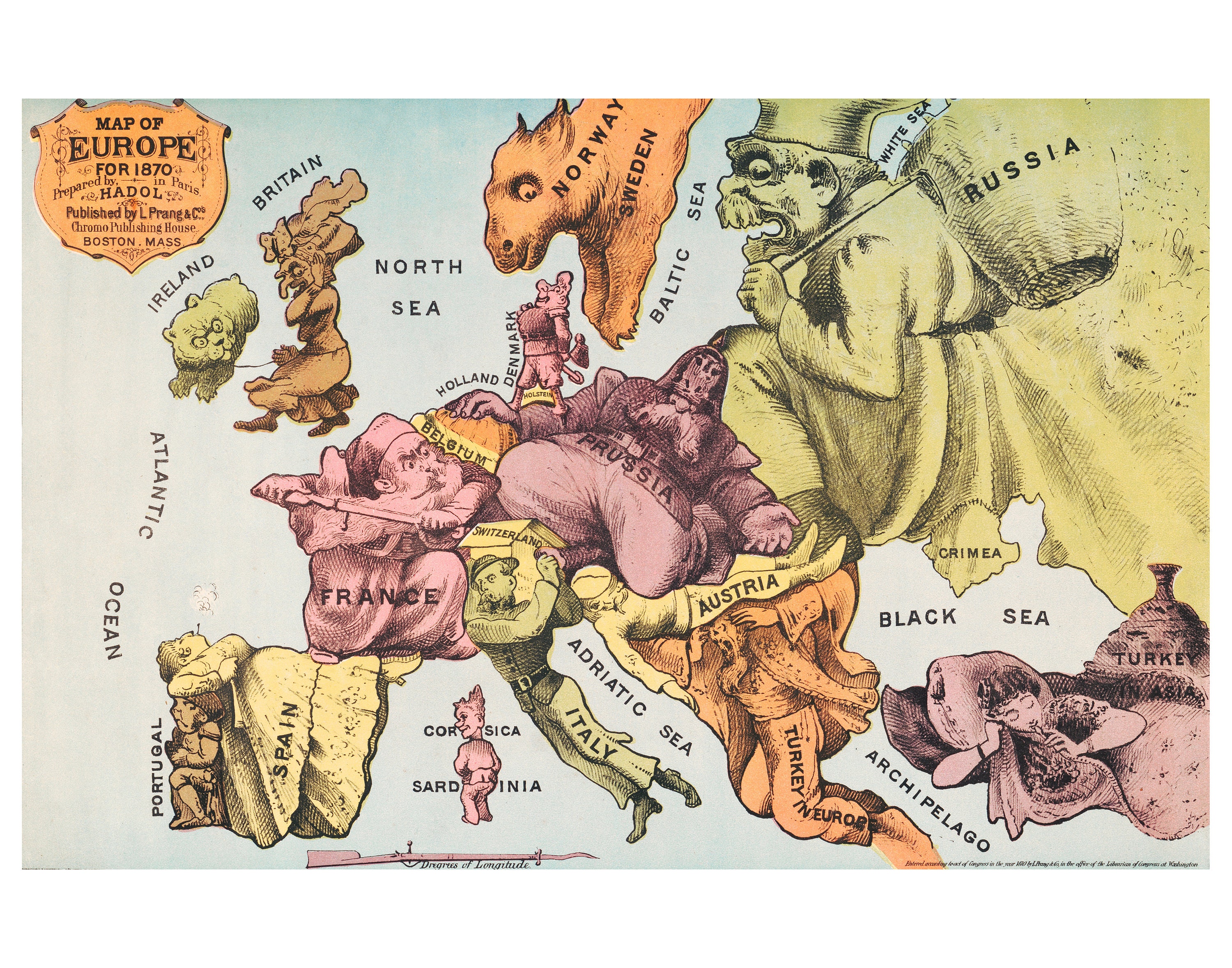 Vintage War Map of Europe Cartoon Caricature of Europe | Etsy