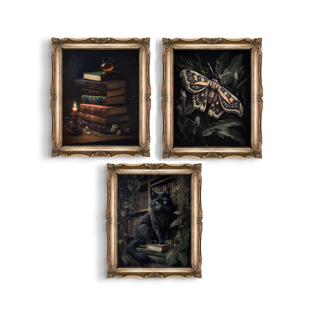 Set of 3 Dark Gothic Art Prints Dark Cottagecore Decor Goth Gift Wall ...