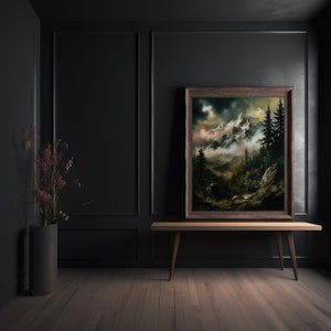 Moody Mountain Forest Landscape Print, Dark Cottagecore Decor, Dark ...