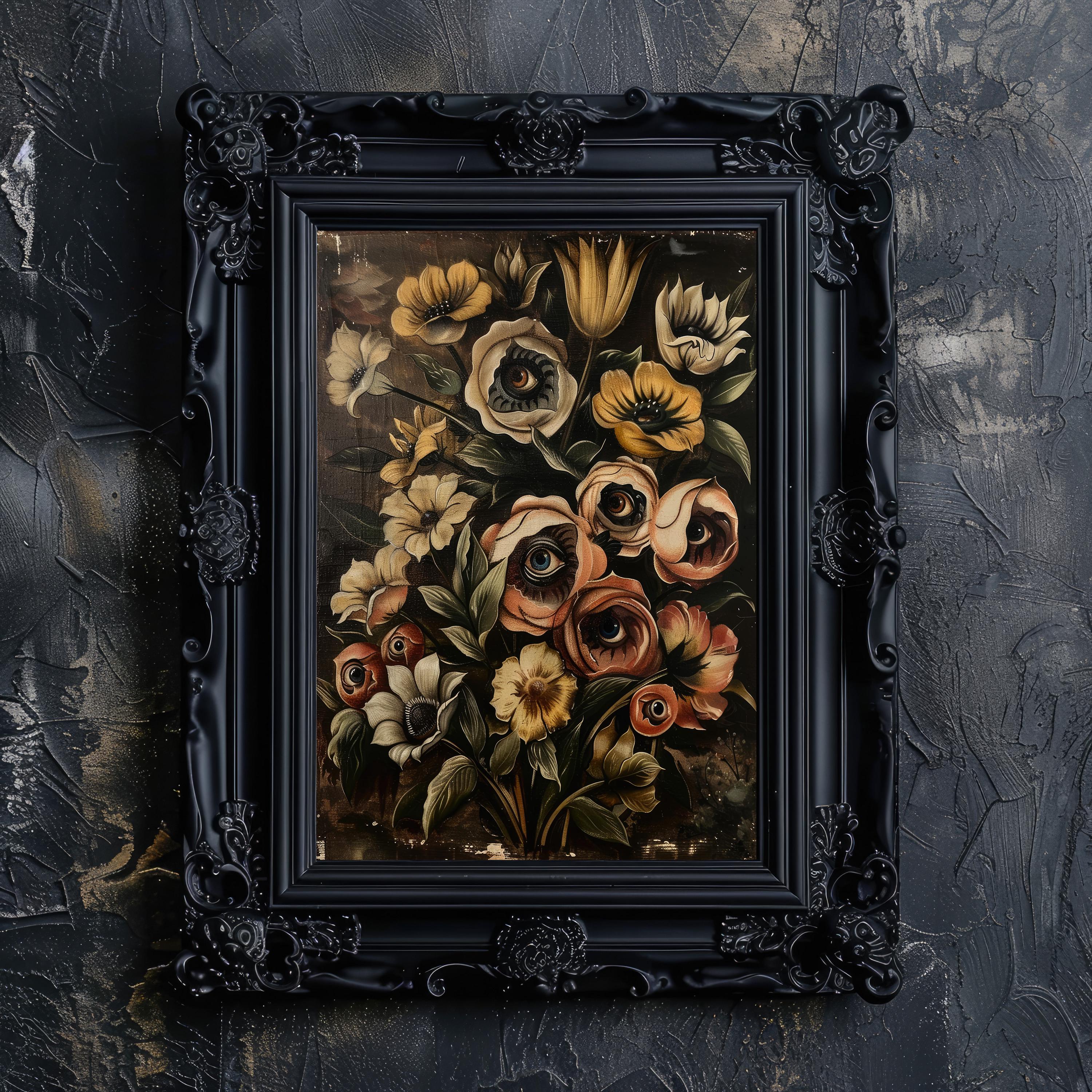 Moody Botanical Goth Art Print, Dark Academia Surreal Cottagecore Decor ...