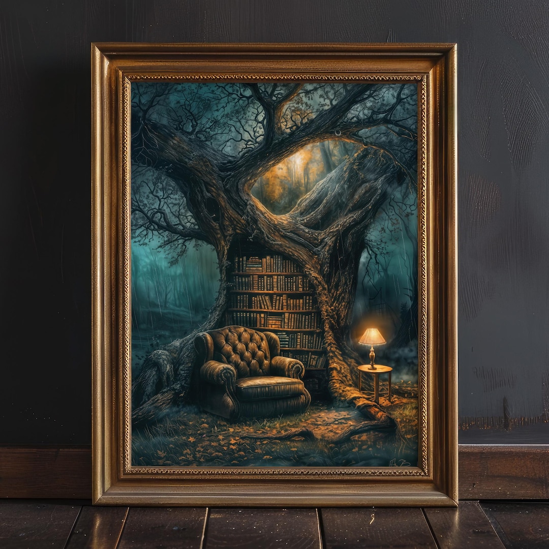 Moody Forest Literary Bookish Wall Art Print , Dark Academia Decor ...