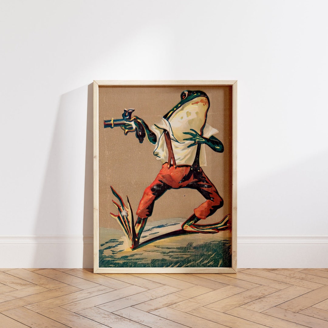 Whimsical Wild West Frog Art Print, Antique Frog Art, Vintage Frog ...