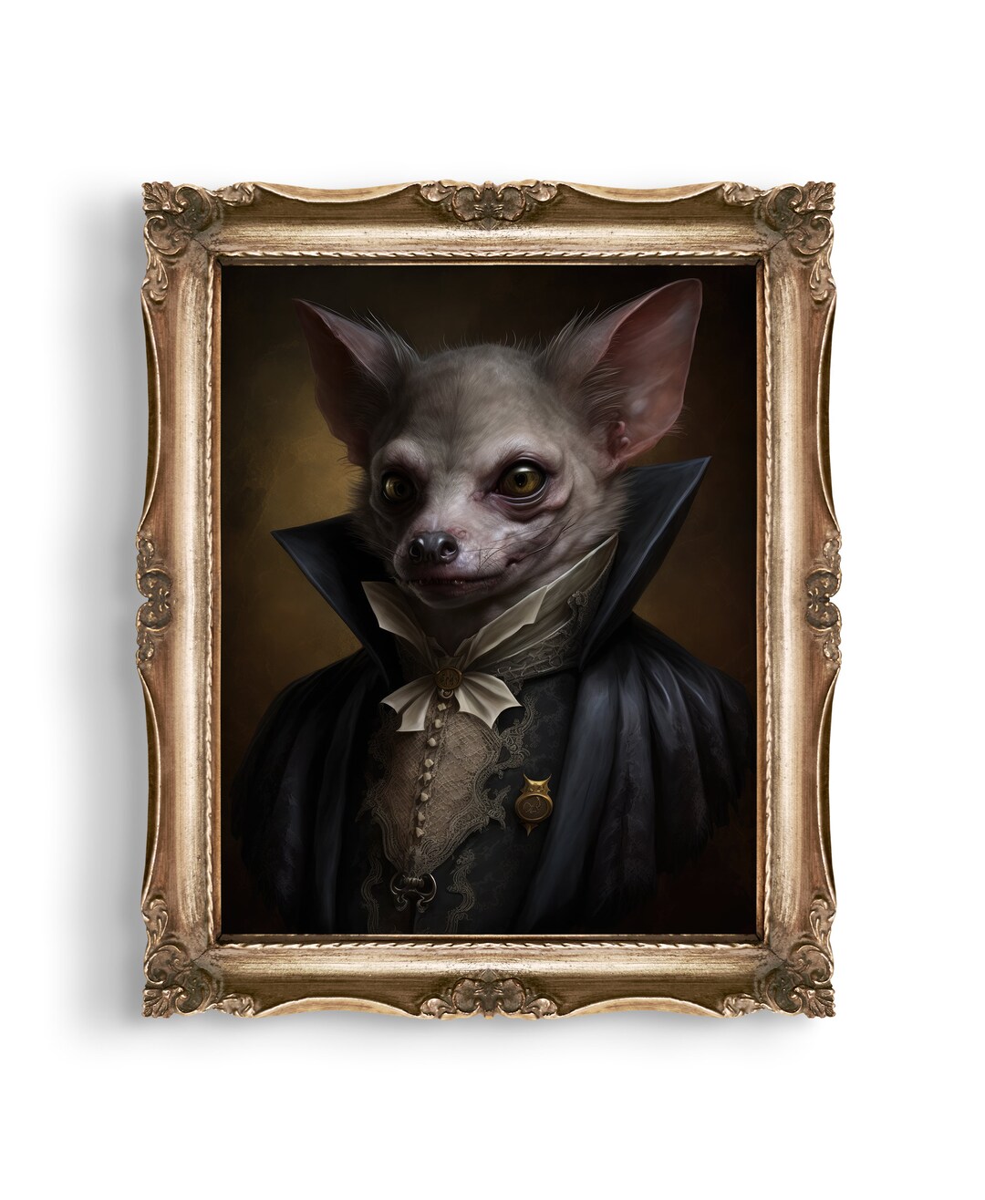 Gothic Vampire Bat Print Dark Oil Painting Goth Gift Wall Art Dark ...