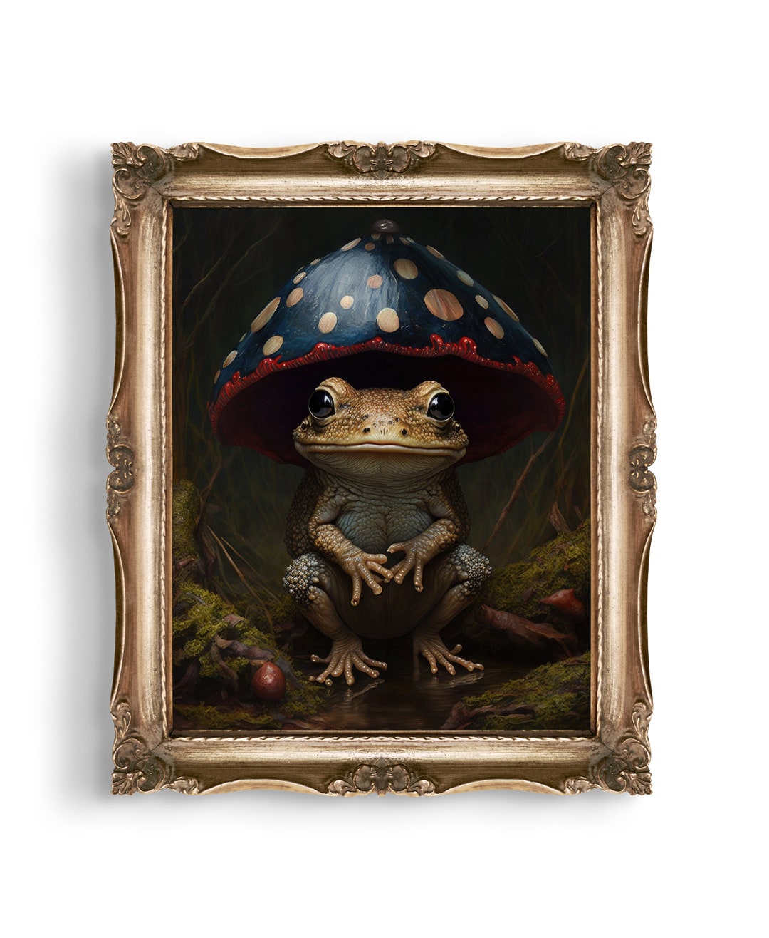Dark Frog Mushroom Print | Dark Cottagecore Decor | Goth Gift | Wall ...