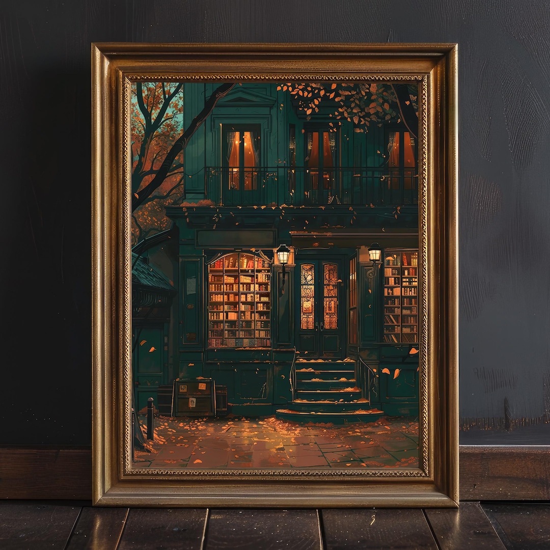 Dark Moody Bookstore Print, Dark Academia Decor, Librariancore Wall Art ...