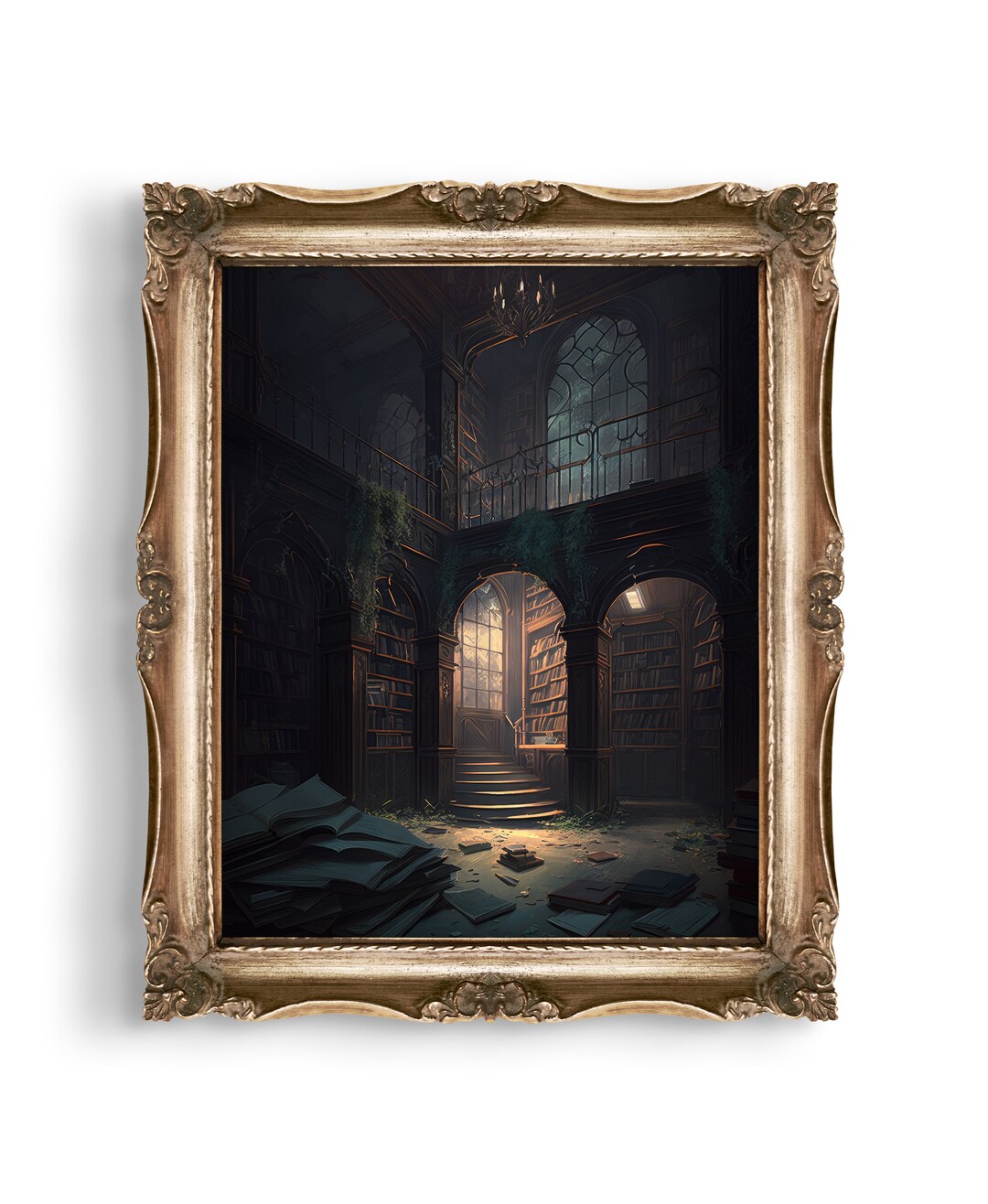 Dark Gothic Victorian Library Print Goblincore Home Decor Goth Gift ...