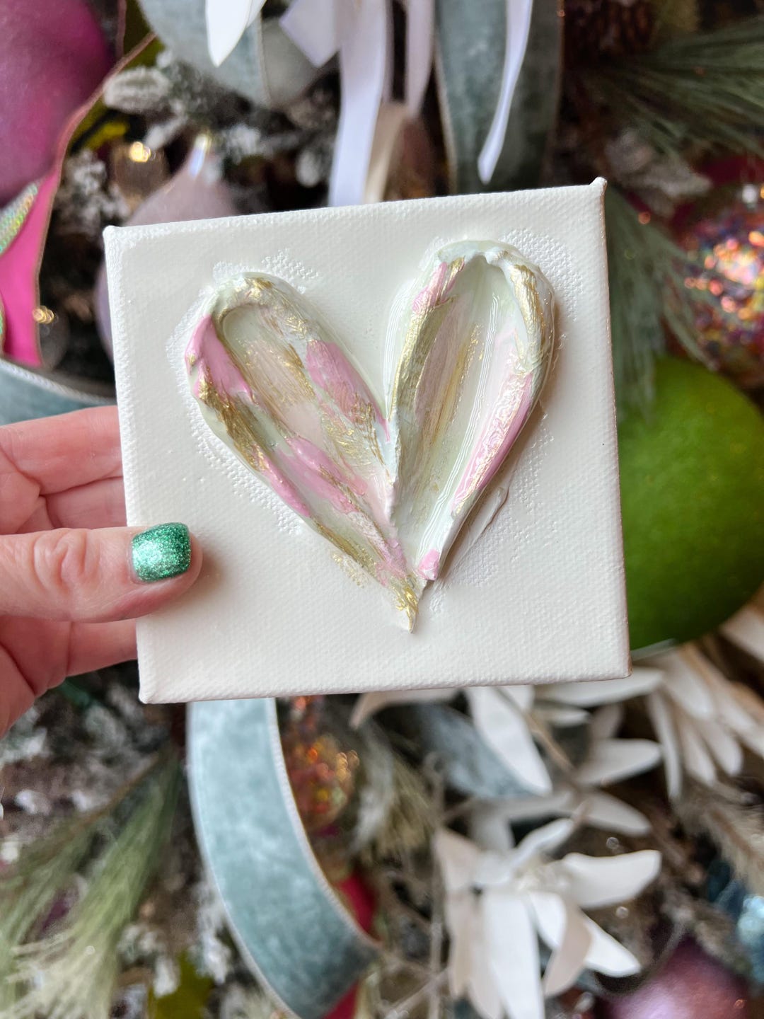 Mini Hearts | Pastel Heart Painting on Canvas | Heart Painting Shelf ...