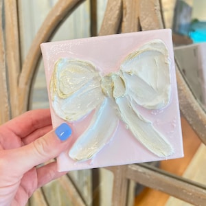 Mini Bows | Pink Bow Painting on Canvas | Grandmillennial Style Decor ...