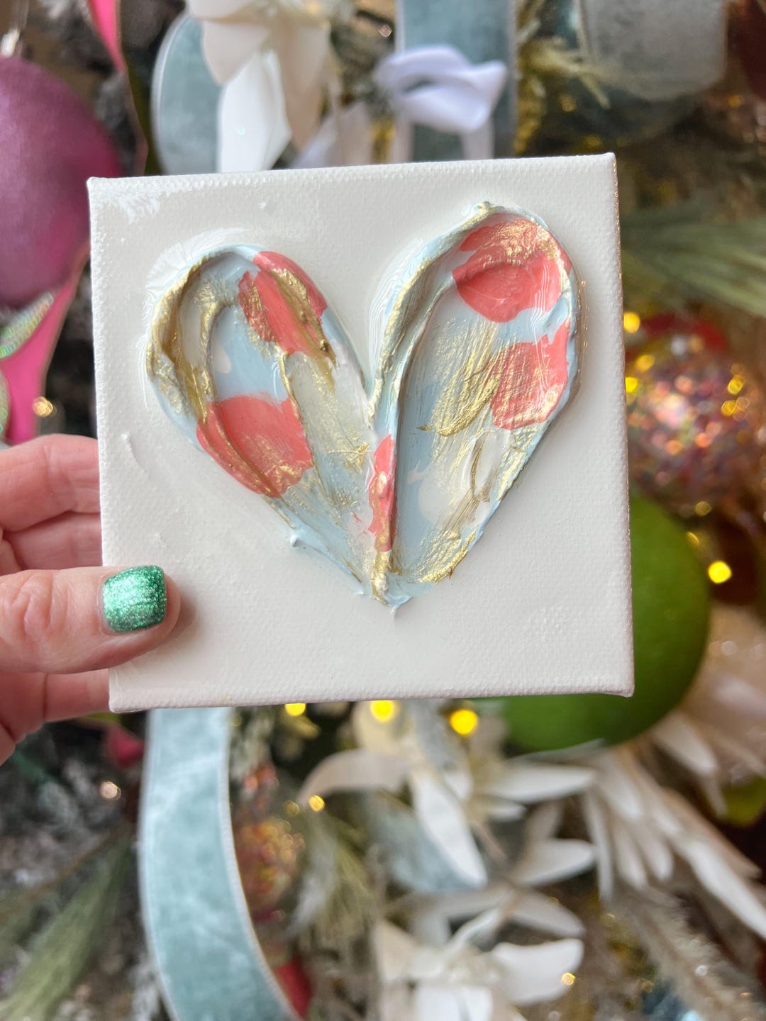 Mini Hearts | Pastel Heart Painting on Canvas | Heart Painting Shelf ...