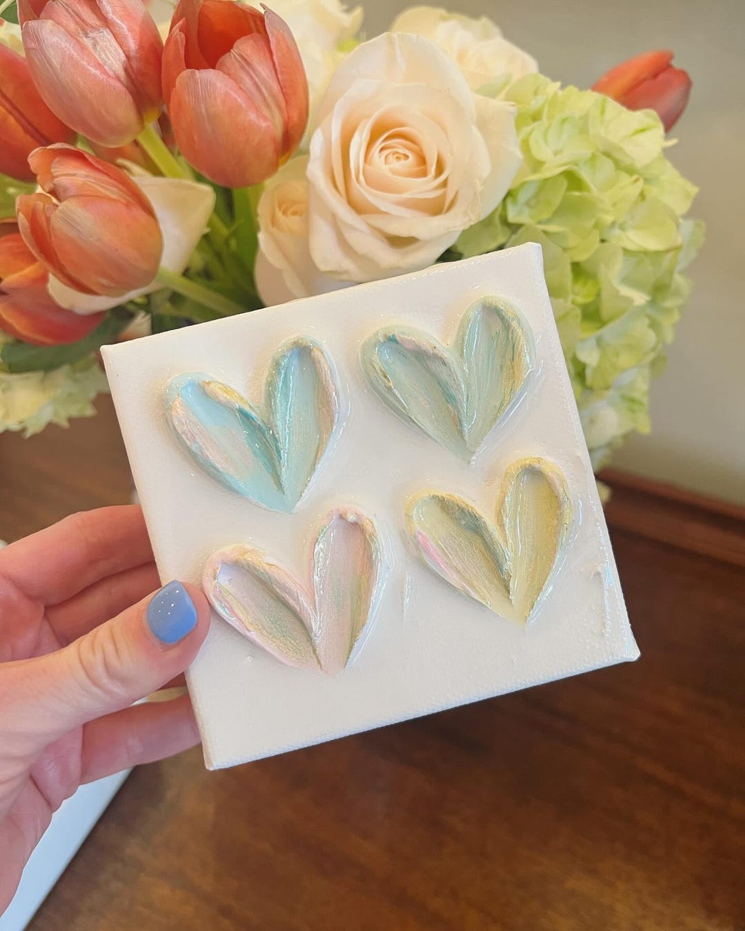 Mini Hearts | Pastel Heart Painting on Canvas | Heart Painting Shelf ...