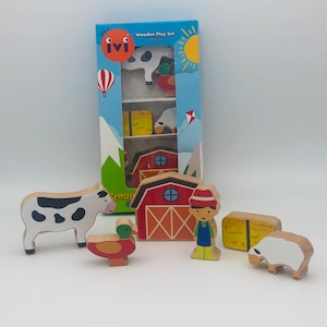 Handmade Wooden Farm Animals Toy Set 6-pieces - Etsy