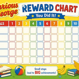 Curious George Reward Chart | Kids Behavior, Chore, Routine Tracker ...