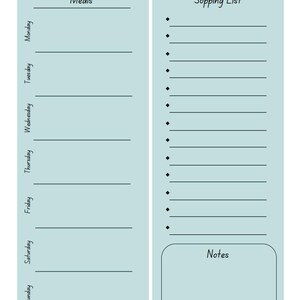 A4 Printable Weekly Meal Planner With Shopping List - Etsy