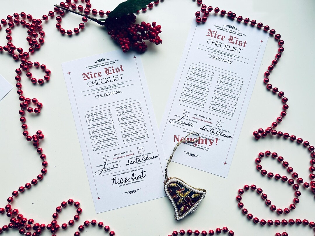 DIGITAL DOWNLOAD Nice & Naughty List Checklist 2pk, Naughty Elf Nice ...