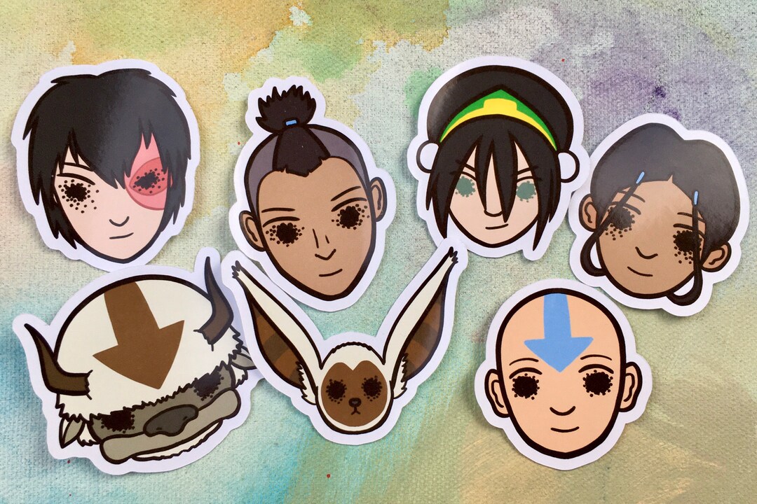 Team Avatar Sticker Pack Aang Katara Sokka Toph Zuko Appa Momo - Etsy