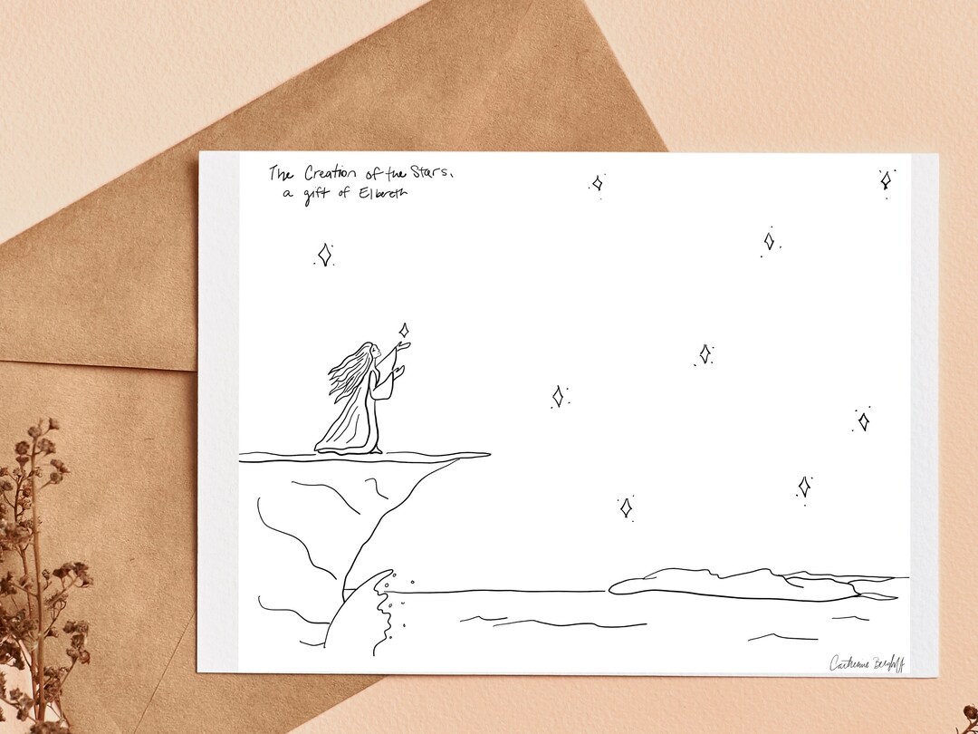 Elbereth Coloring Page: Silmarillion Card, Tolkien Art (instant ...