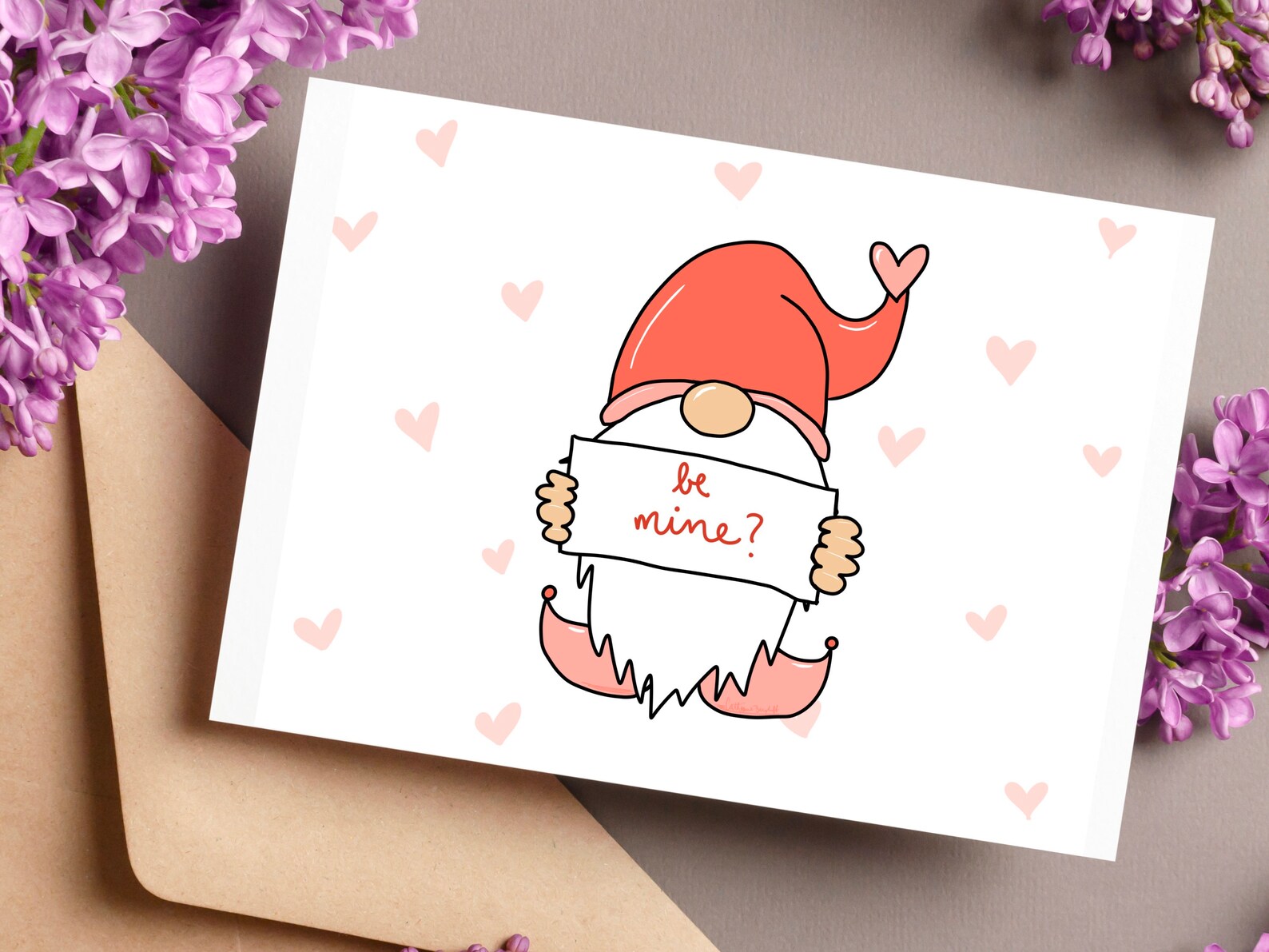 Gnome Valentine's Day Printable Card | Valentine's Day Postcard ...