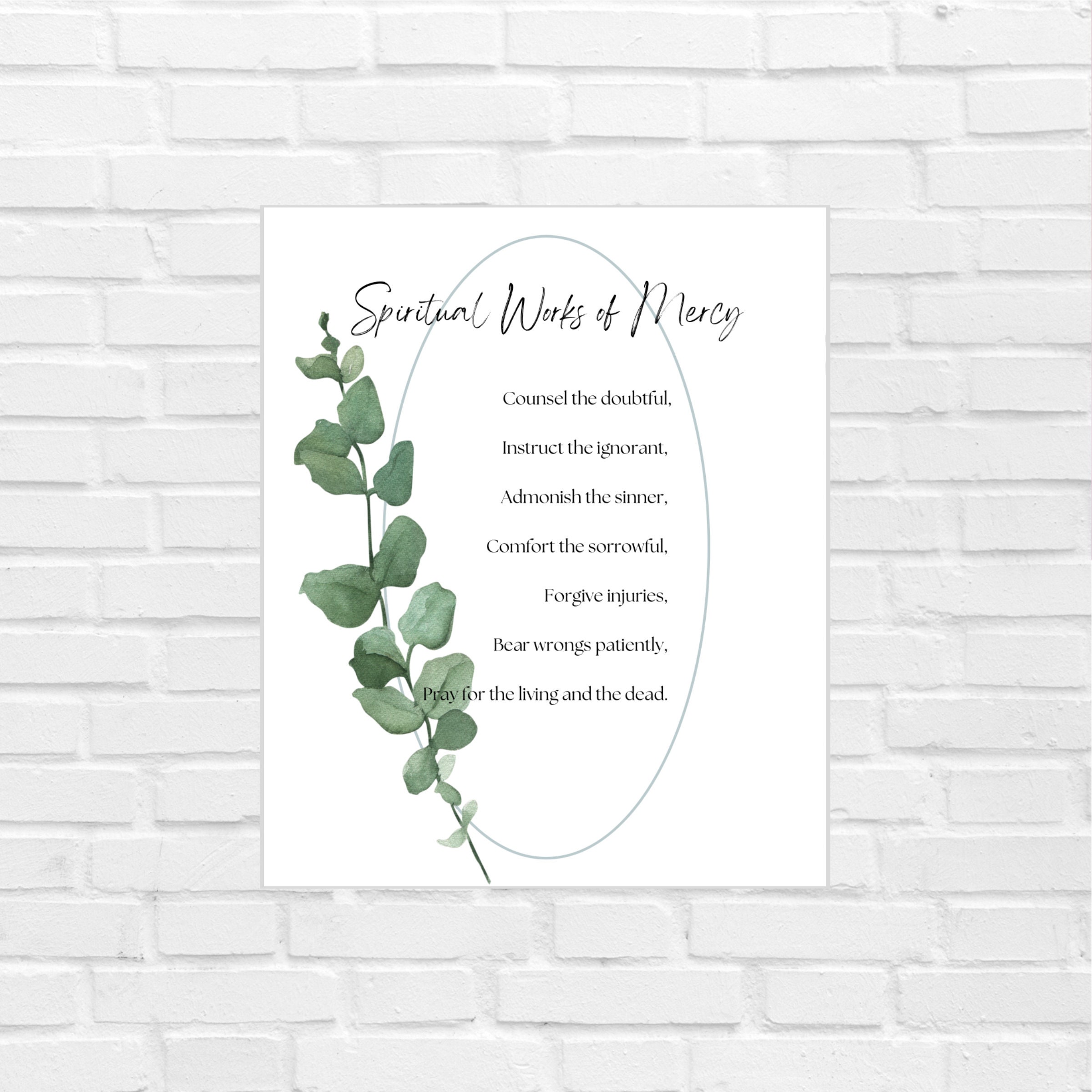 Corporal and Spiritual Works of Mercy Printable | Catholic Art Decor ...